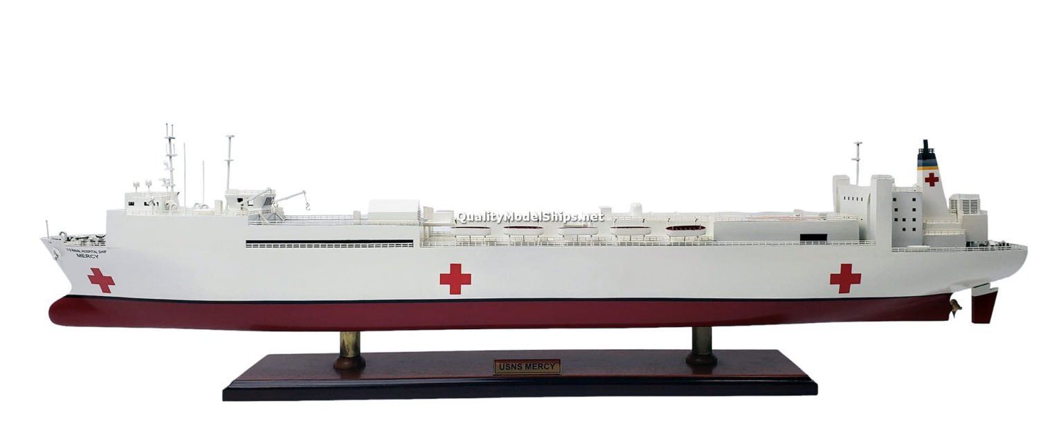 USNS Mercy T-AH 19 Hospital Ship – Handmade Display Wooden Ship Model ...
