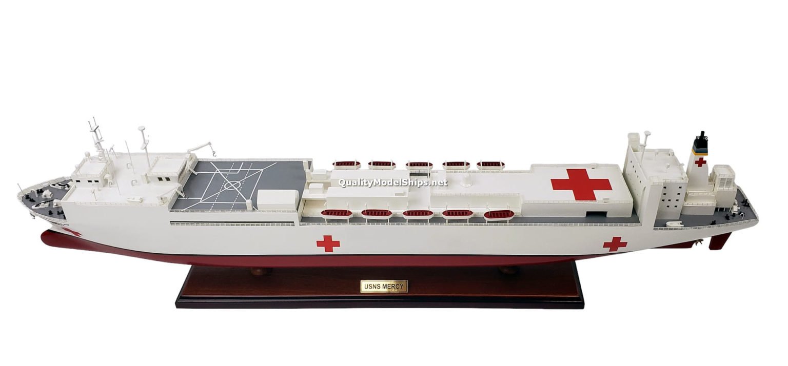 USNS Mercy T-AH 19 Hospital Ship – Handmade Display Wooden Ship Model ...