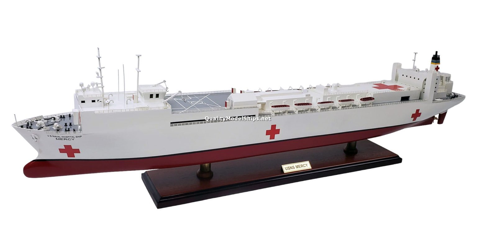 USNS Mercy T-AH 19 Hospital Ship – Handmade Display Wooden Ship Model ...