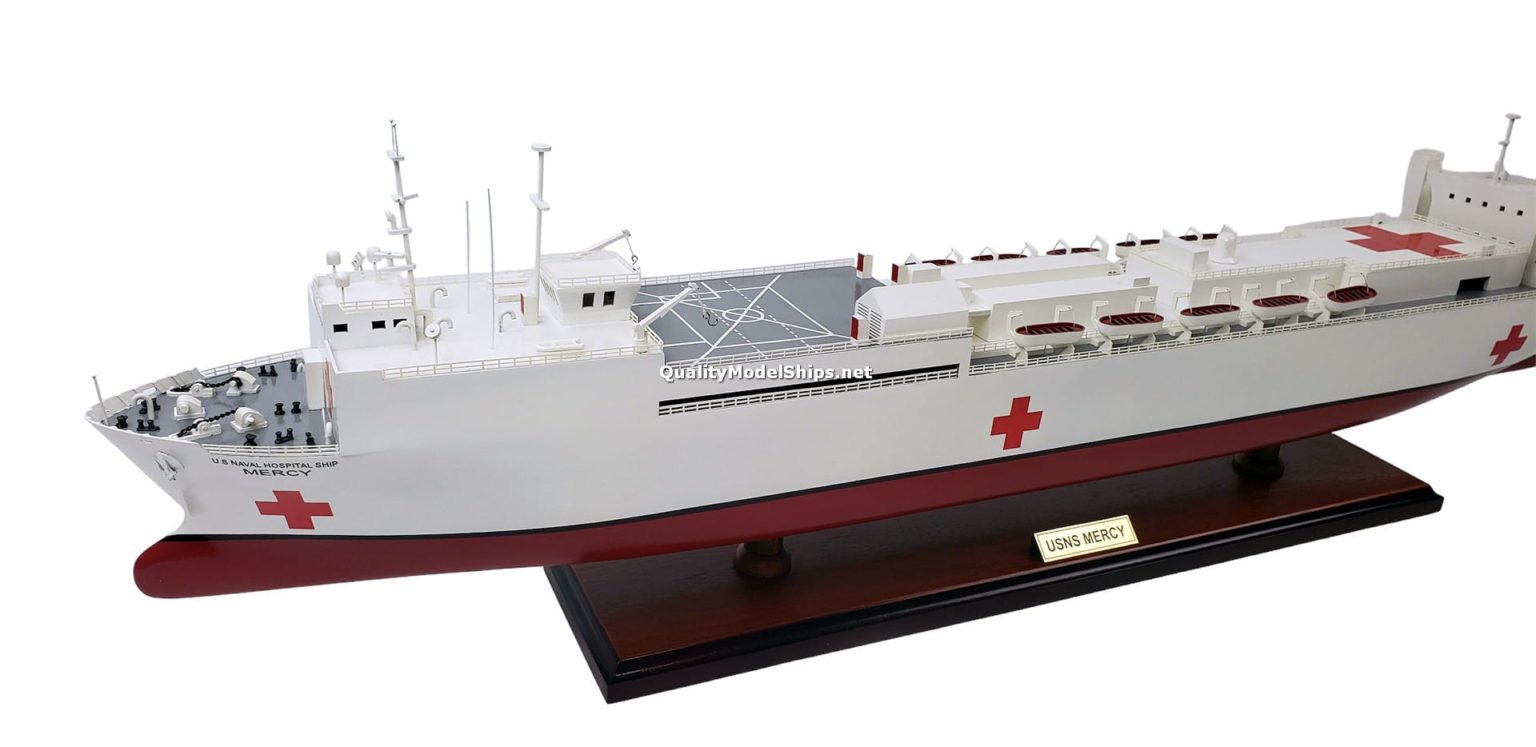 USNS Mercy T-AH 19 Hospital Ship – Handmade Display Wooden Ship Model ...
