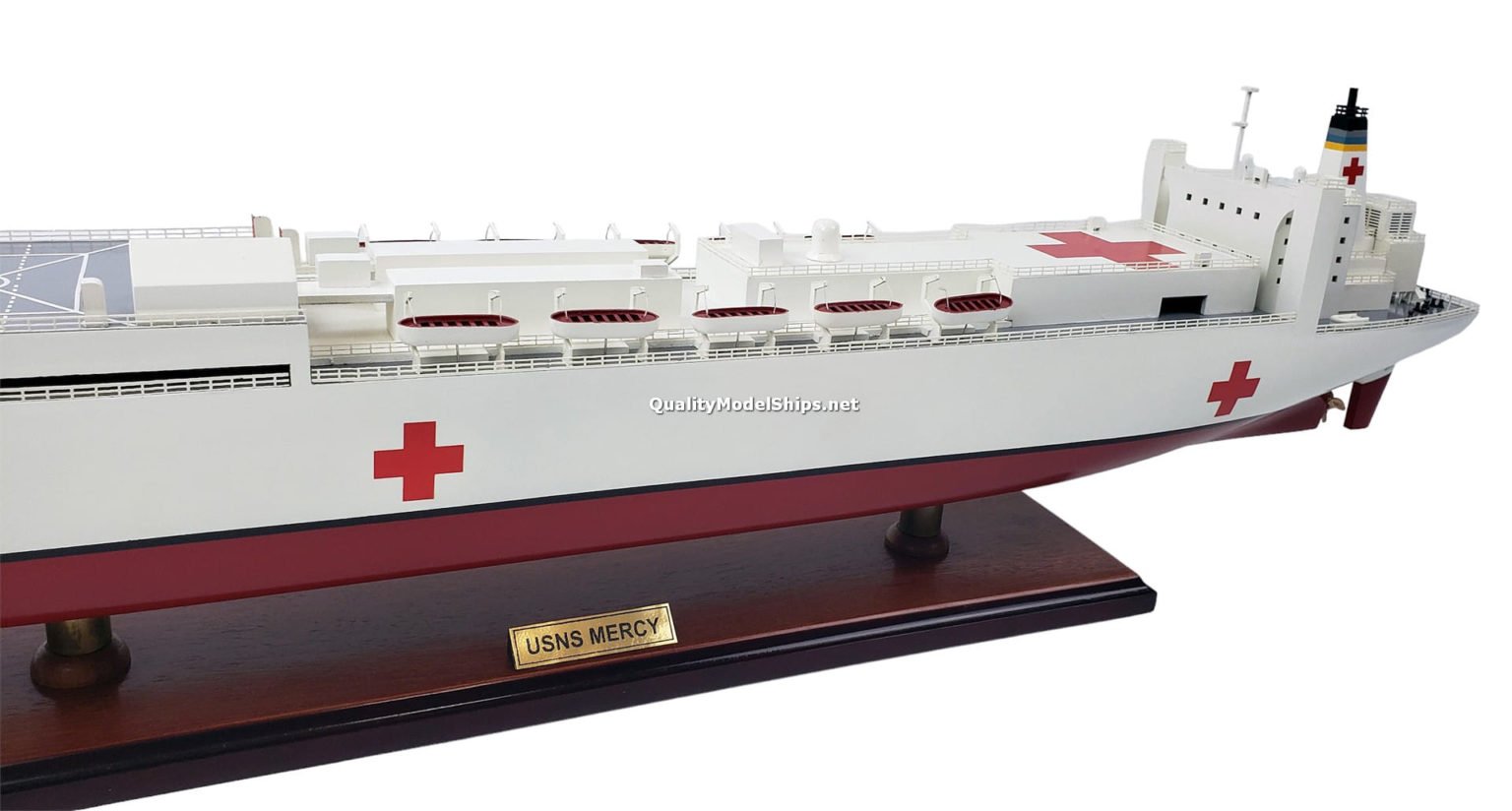 USNS Mercy T-AH 19 Hospital Ship – Handmade Display Wooden Ship Model ...