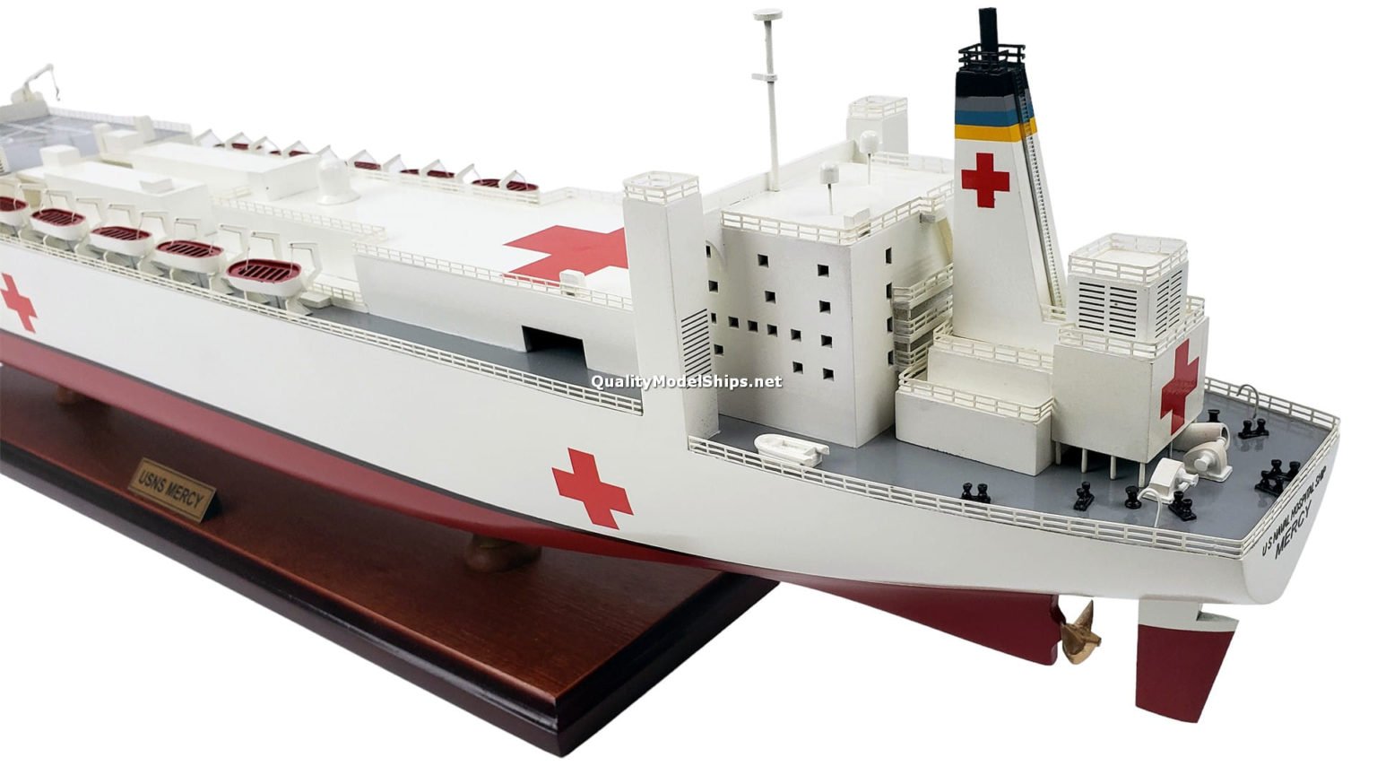USNS Mercy T-AH 19 Hospital Ship – Handmade Display Wooden Ship Model ...