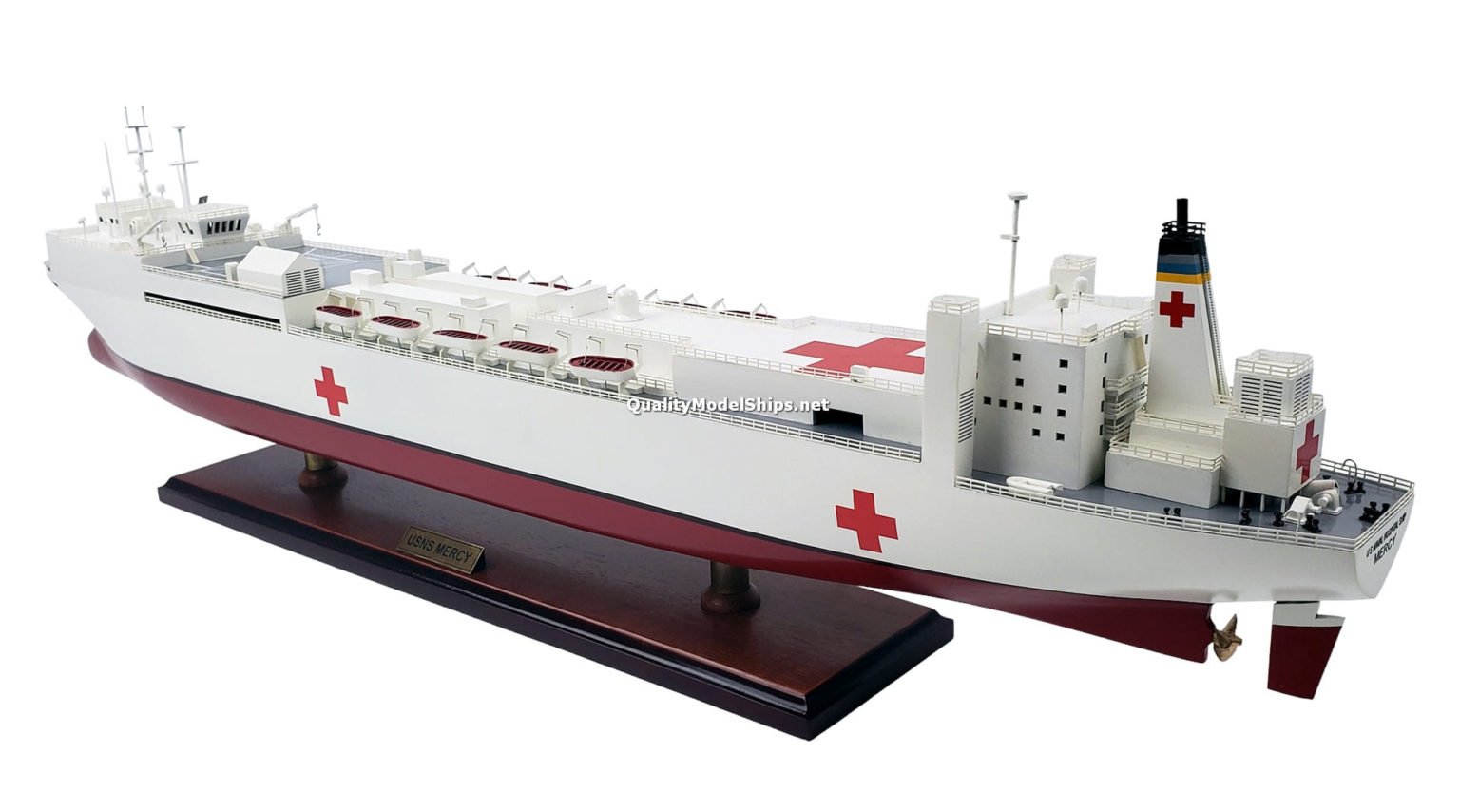 USNS Mercy T-AH 19 Hospital Ship – Handmade Display Wooden Ship Model ...