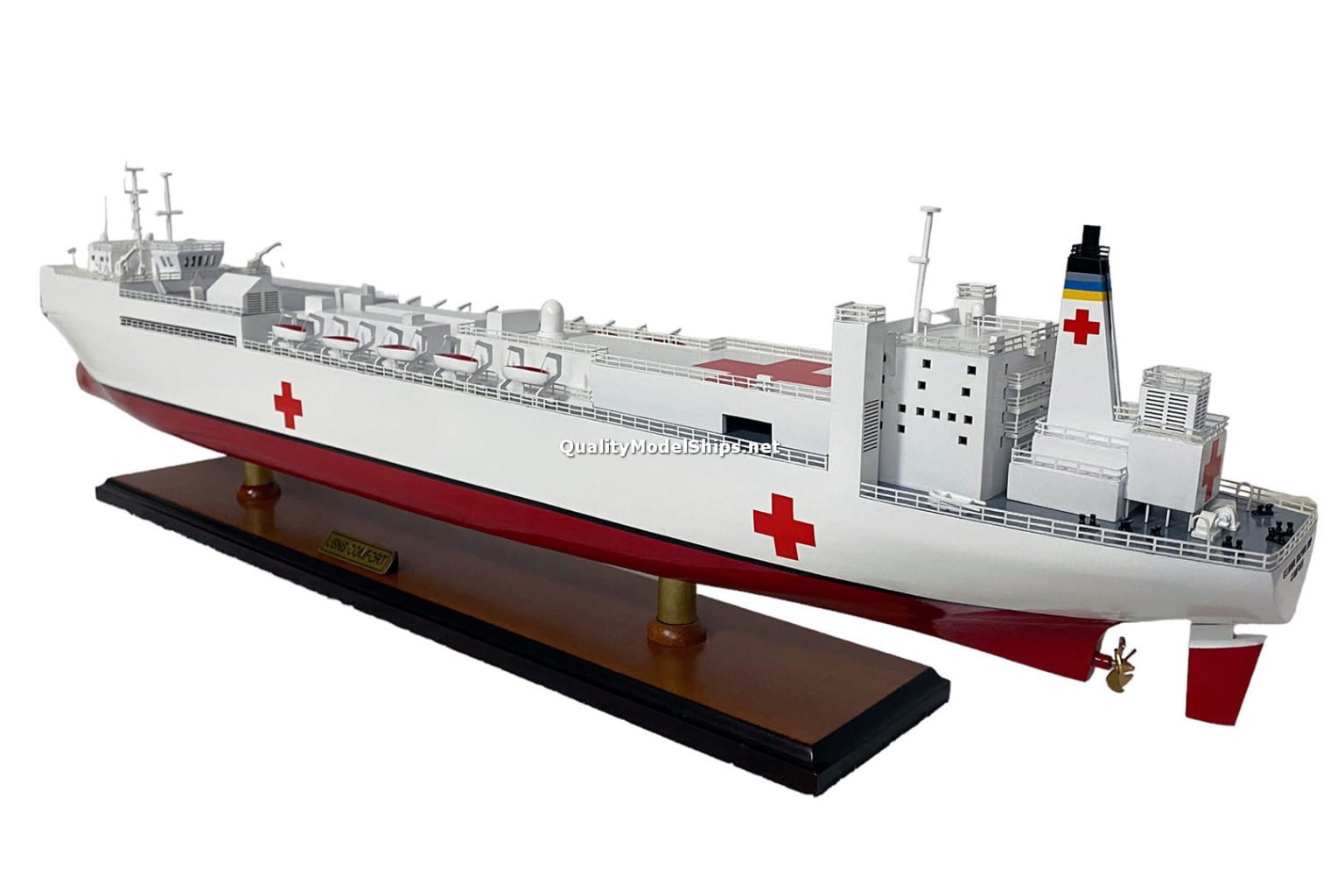 USNS Comfort T-AH 20 Hospital Ship – Handmade Display Wooden Ship Model ...