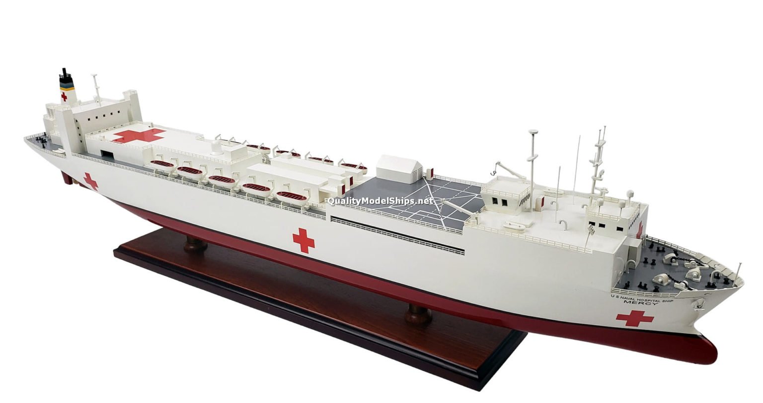 USNS Mercy T-AH 19 Hospital Ship – Handmade Display Wooden Ship Model ...