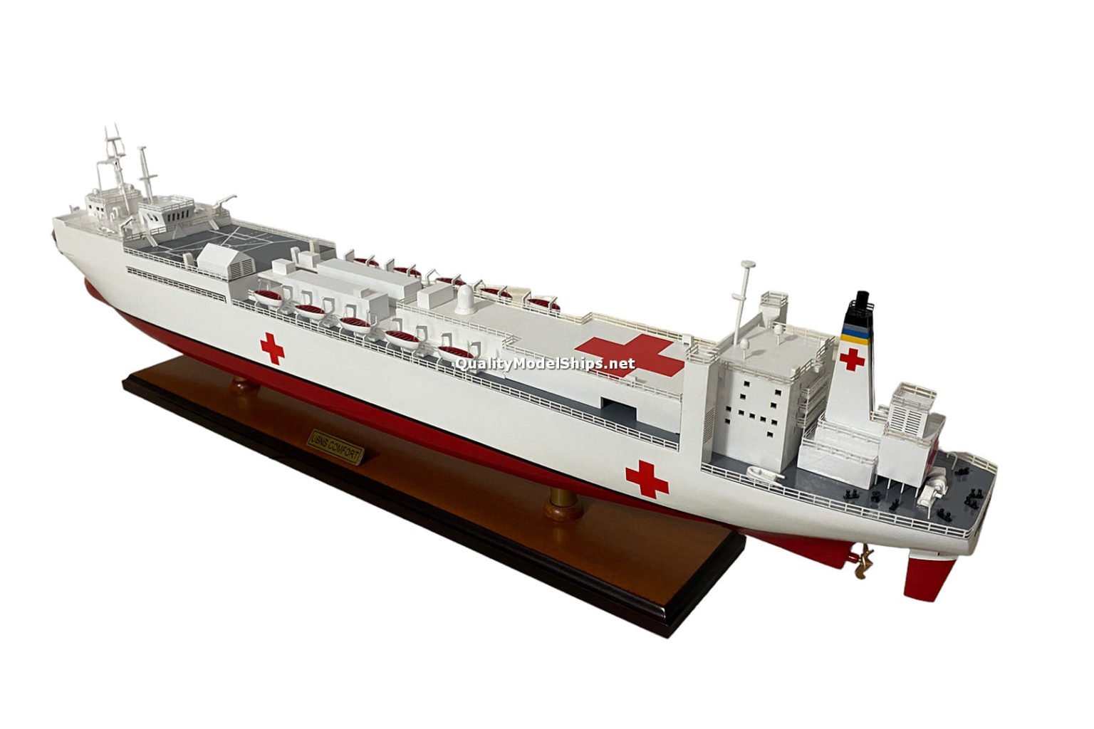 USNS Comfort T-AH 20 Hospital Ship – Handmade Display Wooden Ship Model ...