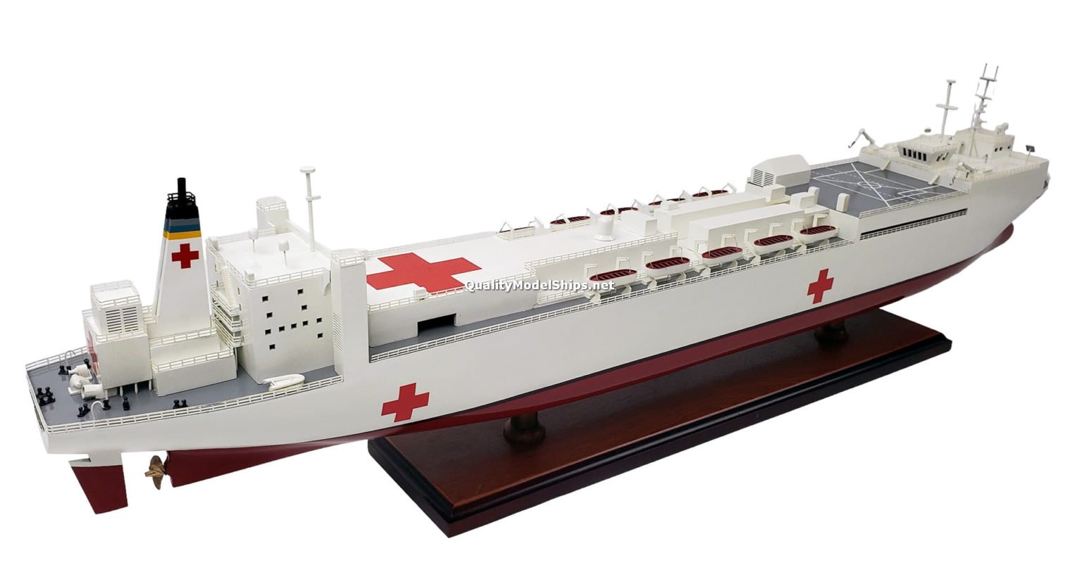 USNS Mercy T-AH 19 Hospital Ship – Handmade Display Wooden Ship Model ...