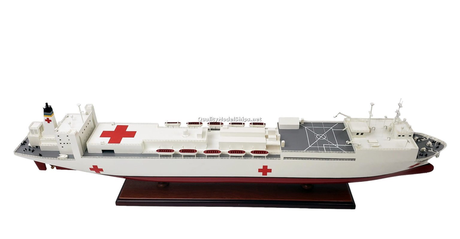 USNS Mercy T-AH 19 Hospital Ship – Handmade Display Wooden Ship Model ...