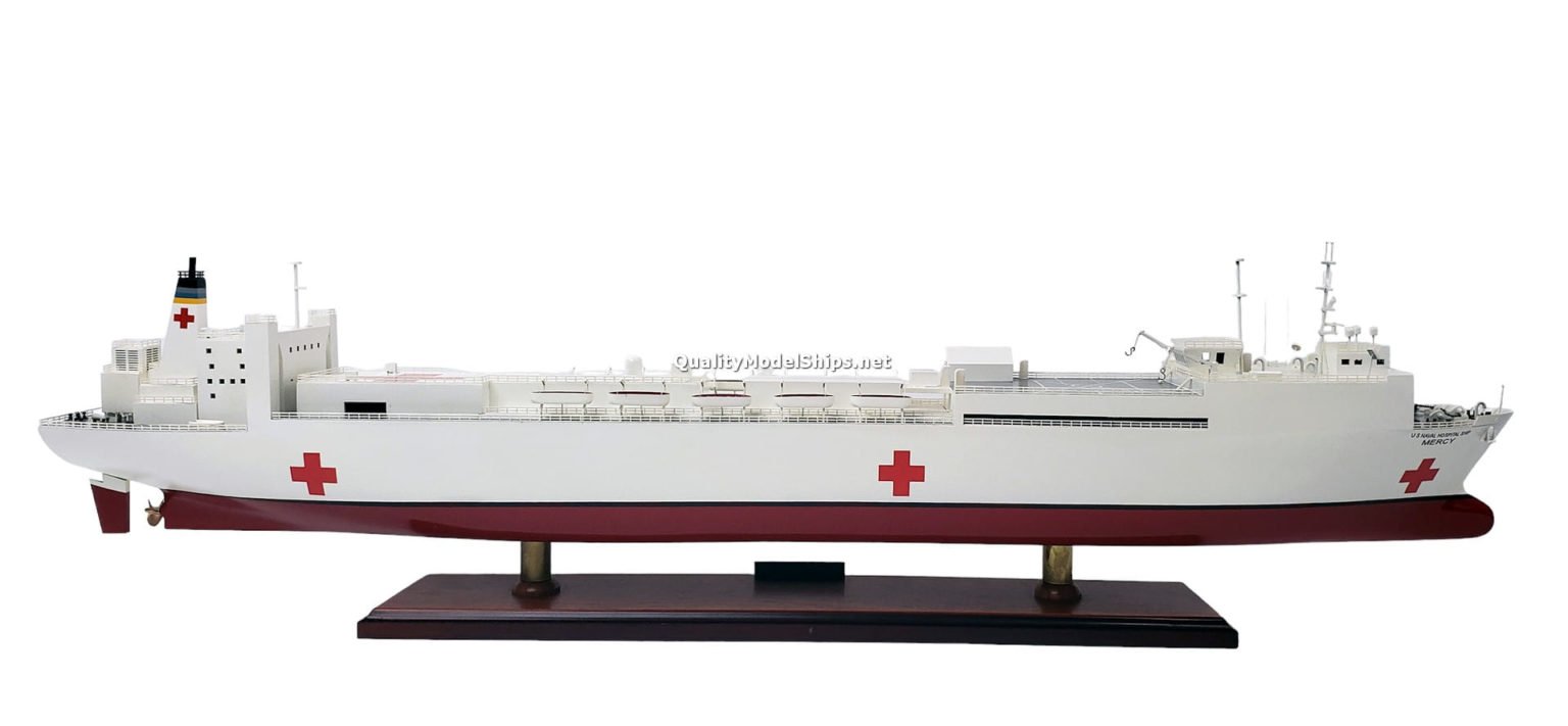 USNS Mercy T-AH 19 Hospital Ship – Handmade Display Wooden Ship Model ...