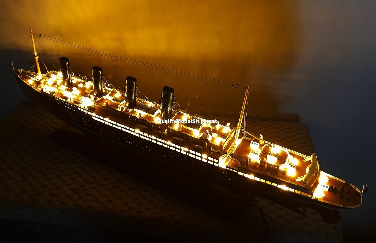 RMS Lusitania with Lights Black Smoke Stack Cunard Line Ocean Liner ...