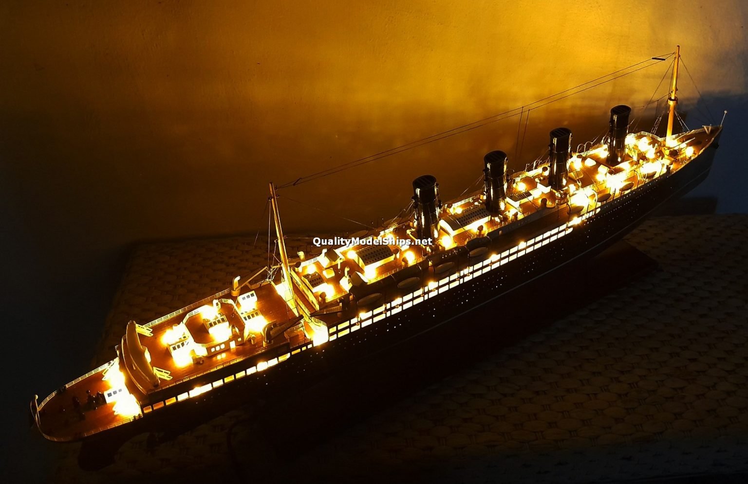 RMS Lusitania with Lights Black Smoke Stack Cunard Line Ocean Liner ...